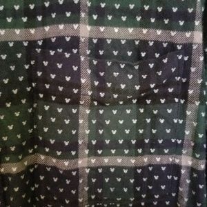 Tops | Mickey Mouse Patterned Blue Green Plaid Flannel | Poshmark